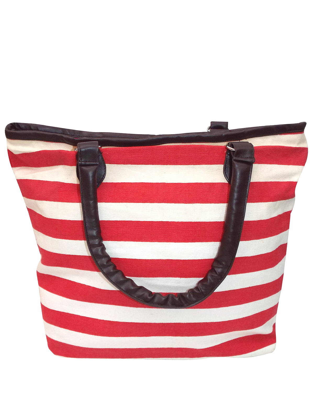 RED Large Stripe Canvas Shopper Bag