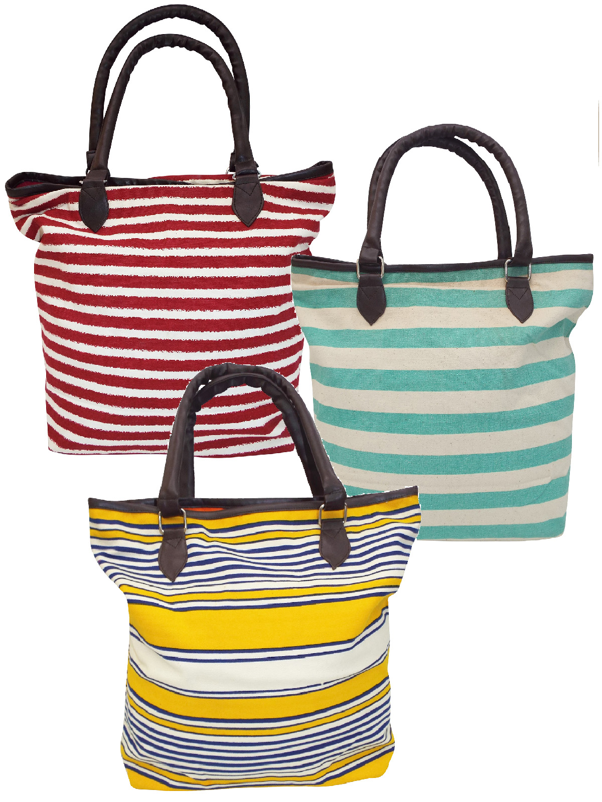 ASSORTED Large Stripe Canvas Shopper Bags