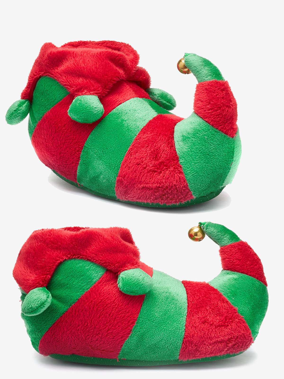 RED/GREEN Unisex Novelty Festive Elf Slippers - Shoe Size 8 to 6