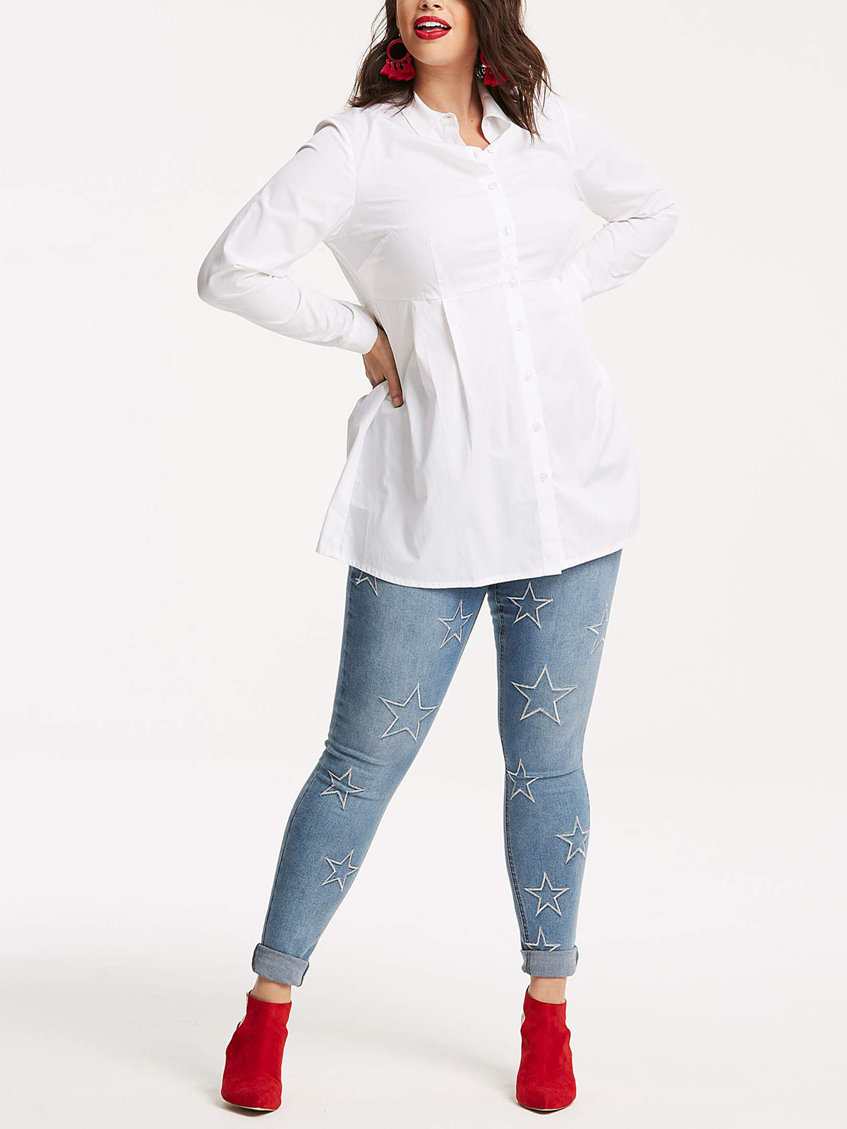 Capsule - - Capsule WHITE Pure Cotton Fit & Flare Shirt - Size 10 to 32