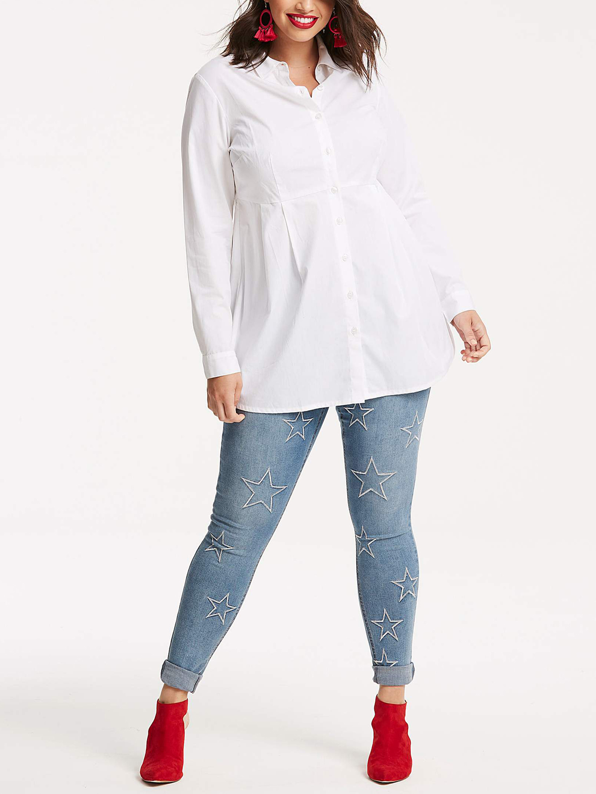 Capsule - - Capsule WHITE Pure Cotton Fit & Flare Shirt - Size 10 to 32