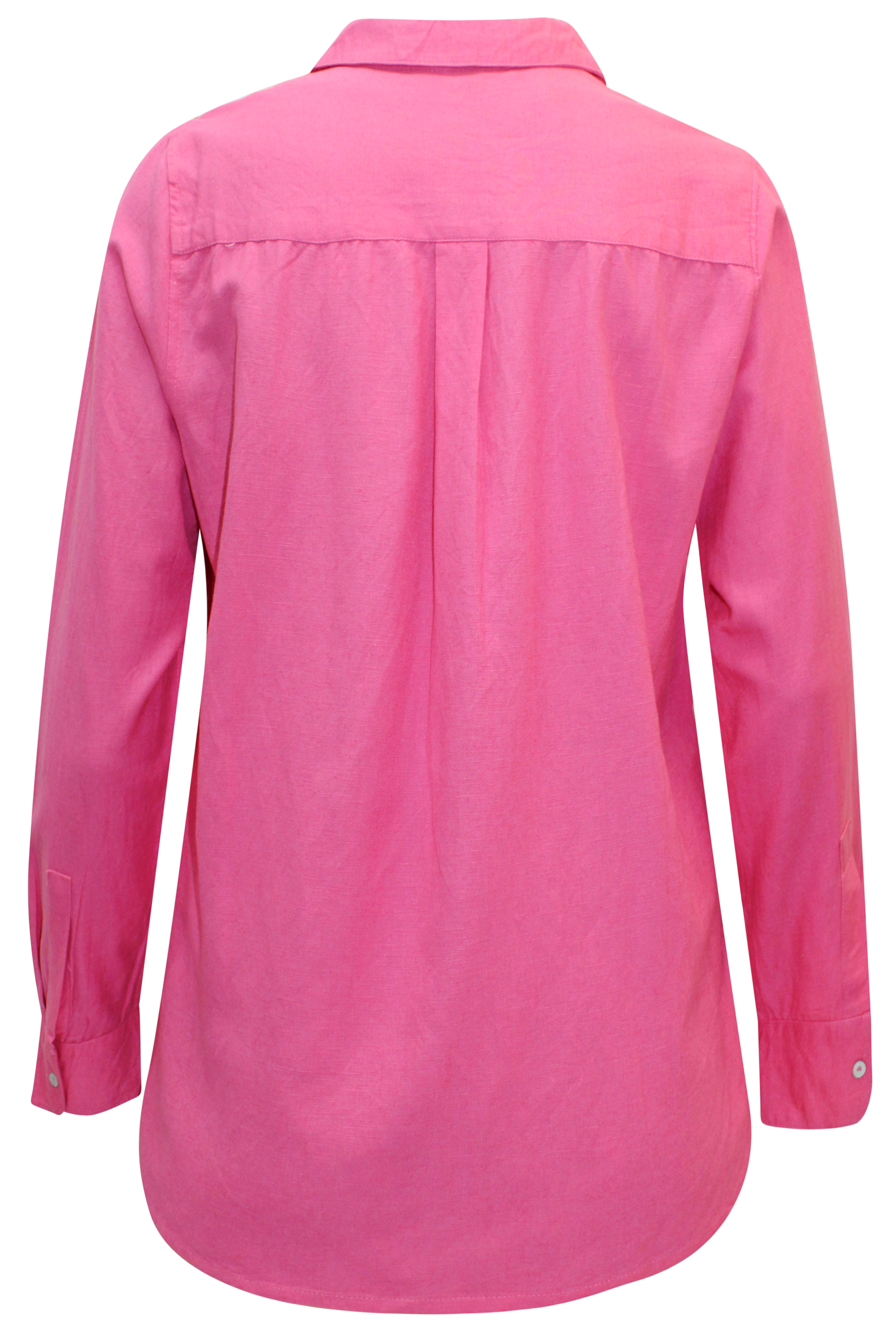 JD Williams - - PINK Linen Blend Dipped Back Shirt - Plus Size 12 to 30