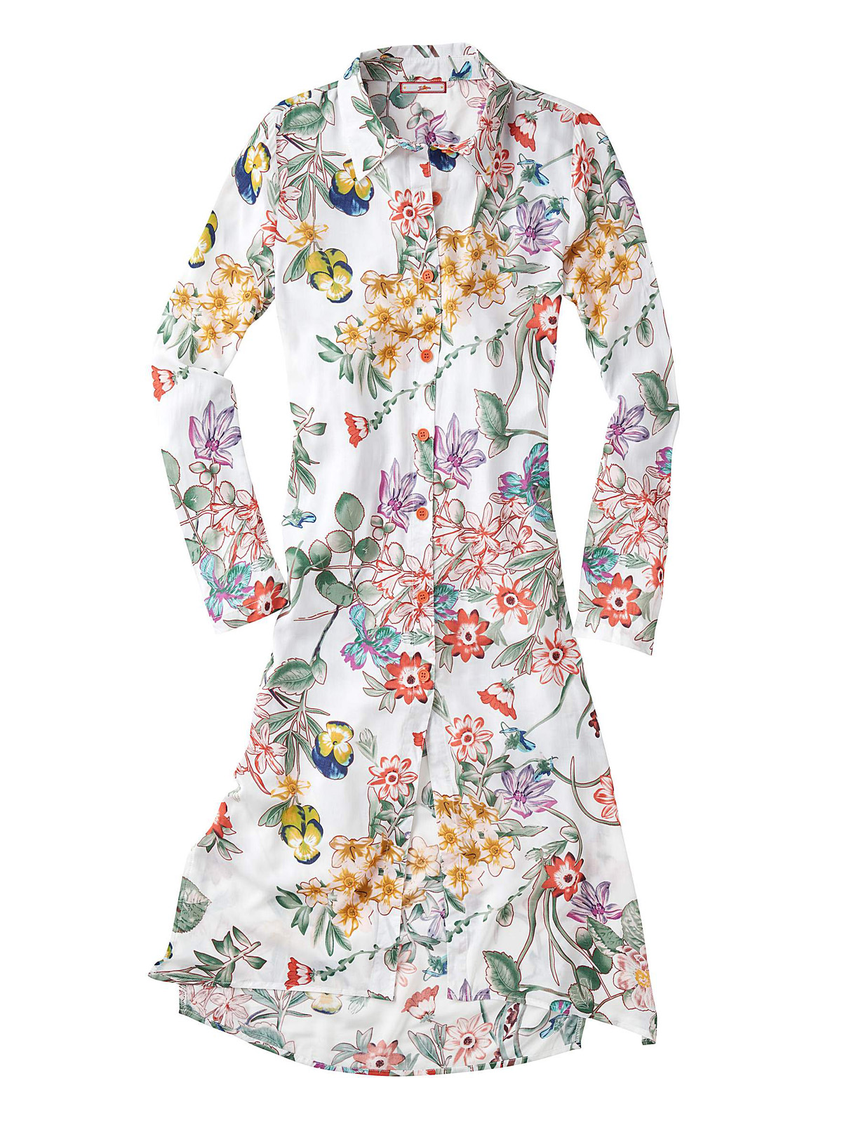 Joe Browns Joe Browns White Floral Print Longline Blouse Plus