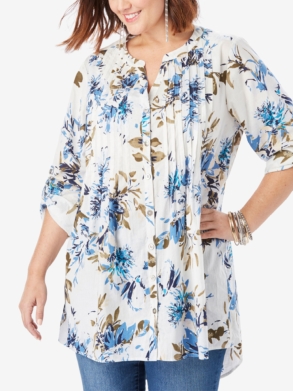 Roaman's - - Roamans WHITE English Floral High Low Big Shirt - Plus ... Roaman's - - Roamans WHITE English Floral High Low Big Shirt - Plus ...