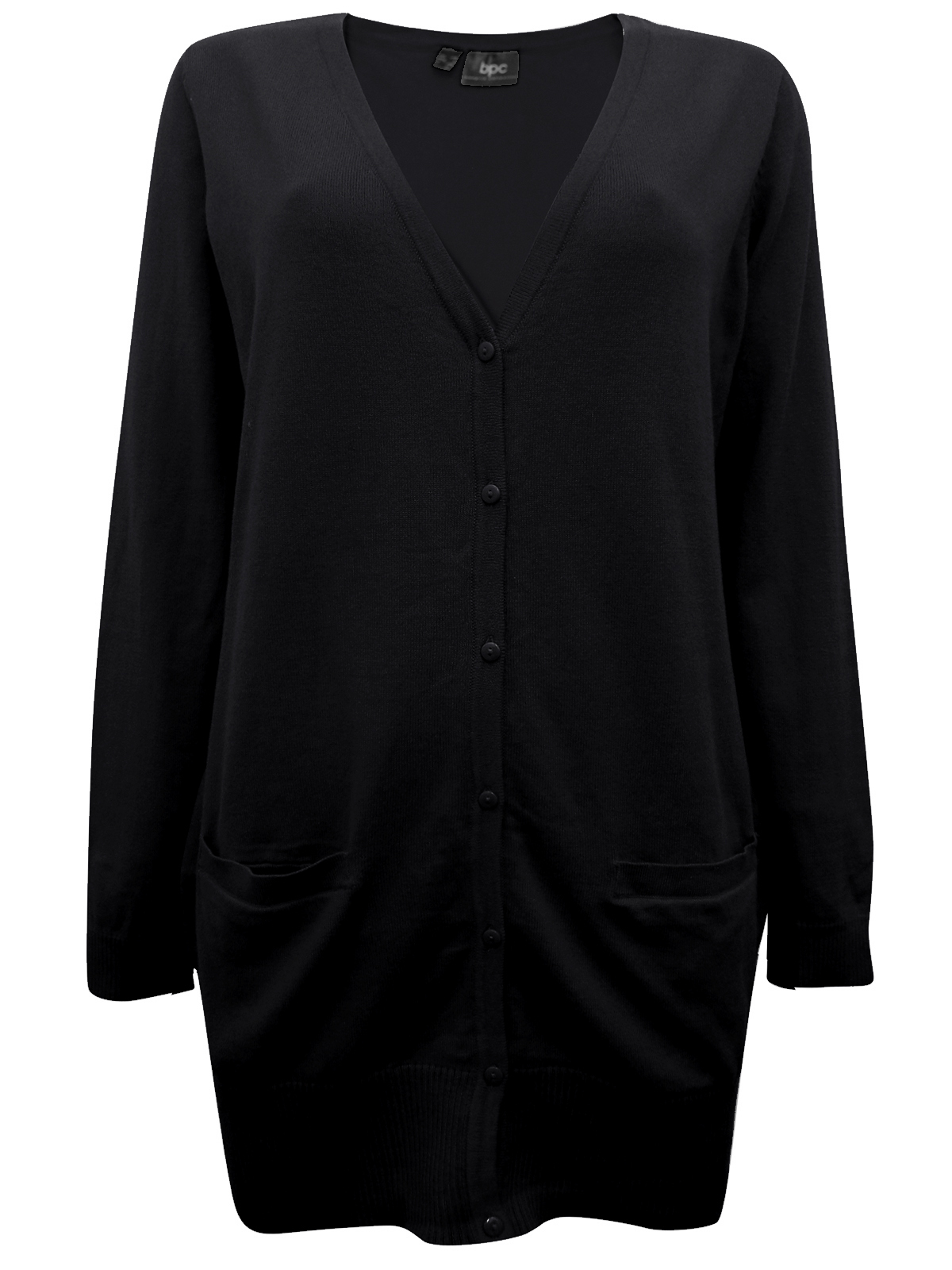 BPC Selection - - BPC Collection BLACK Fine Knit Button Through ...