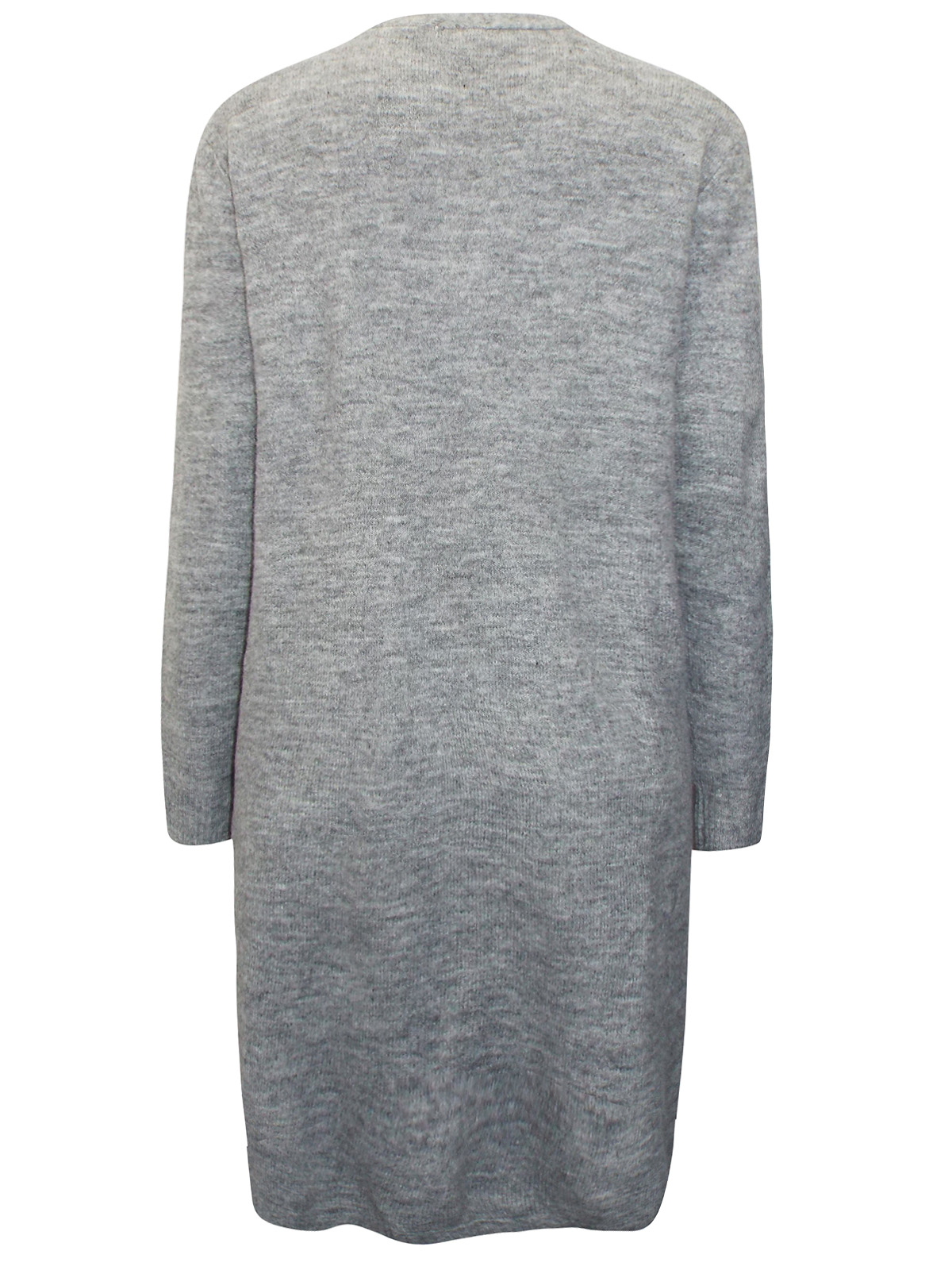 R1ver 1sland Grey Longline Knitted Open Front Cardigan With Wool Plus