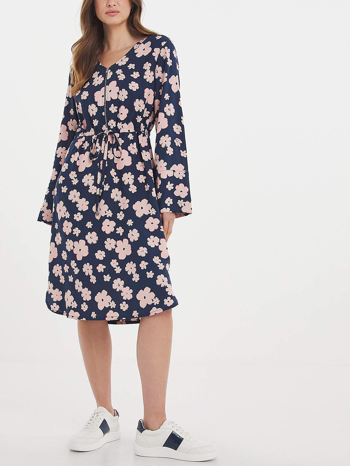 Julipa Julipa Navy Floral Print Zip Front Dress Plus Size 12 To 30