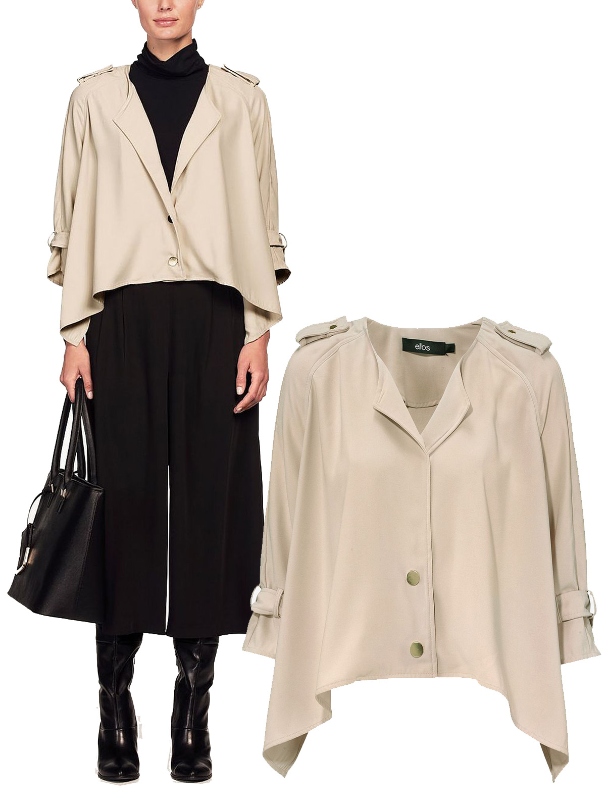 Ellos - - Ellos BEIGE Waterfall Blazer Mac Jacket - Size 8/10 to 24/26 ...