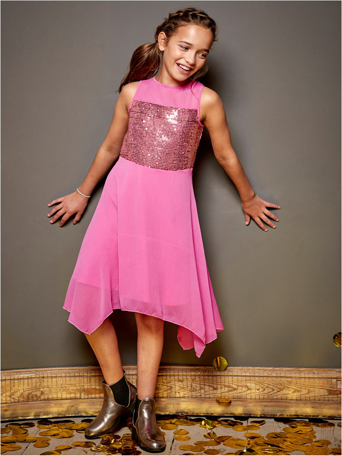 BPC Selection - - BPC PINK Girls Sequin Embellished Trapeze Hem Dress ...