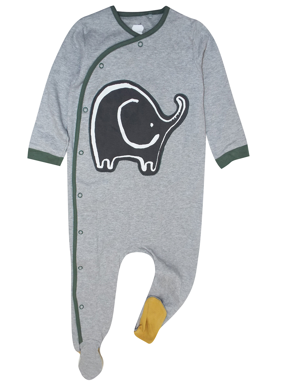 N3XT GREY Baby Boys Pure Cotton Elephant Appliqué Sleepsuit - Size 9/12M