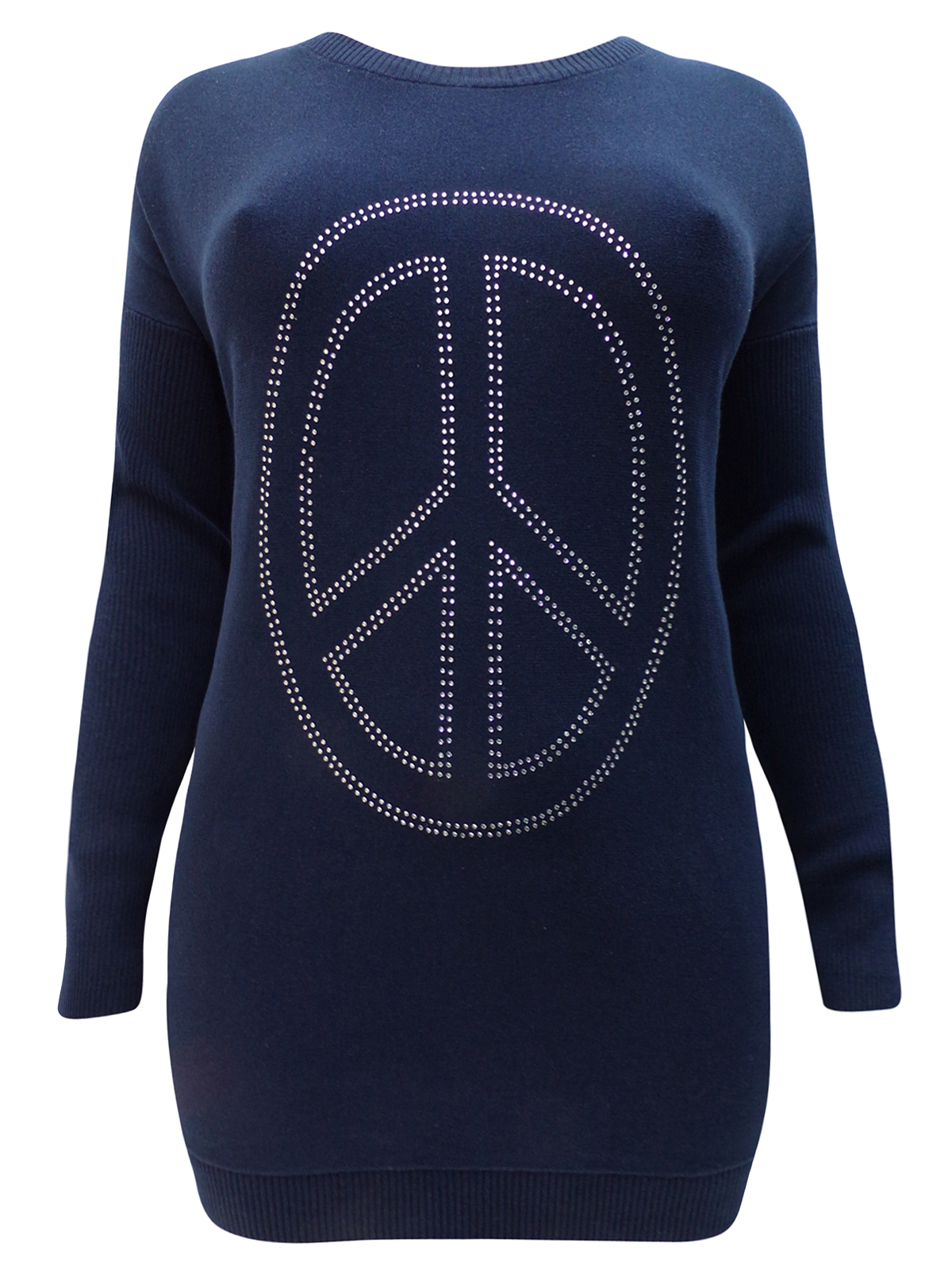 BPC Selection - - BPC Selection NAVY Peace Sign Embellished Knitted ...