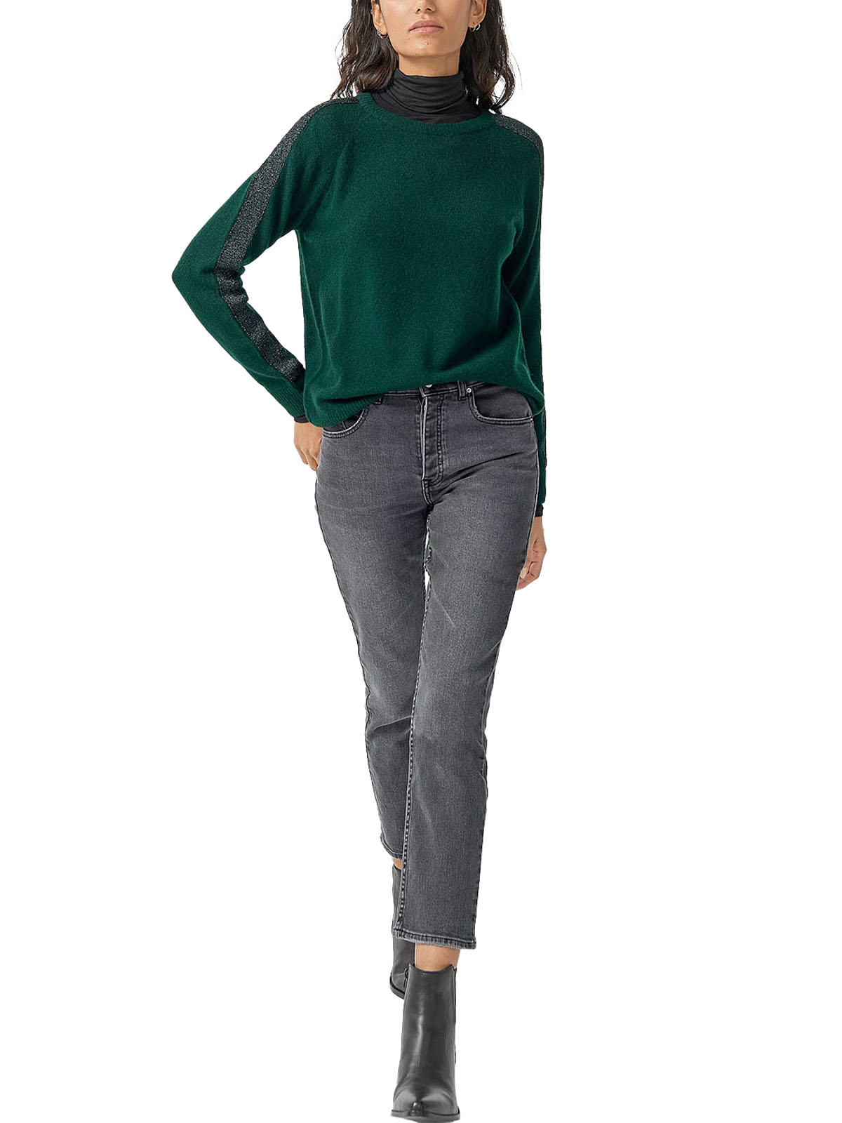 Ellos - - GREEN Stormy Glitter Sleeve Sweater - Size 8/10