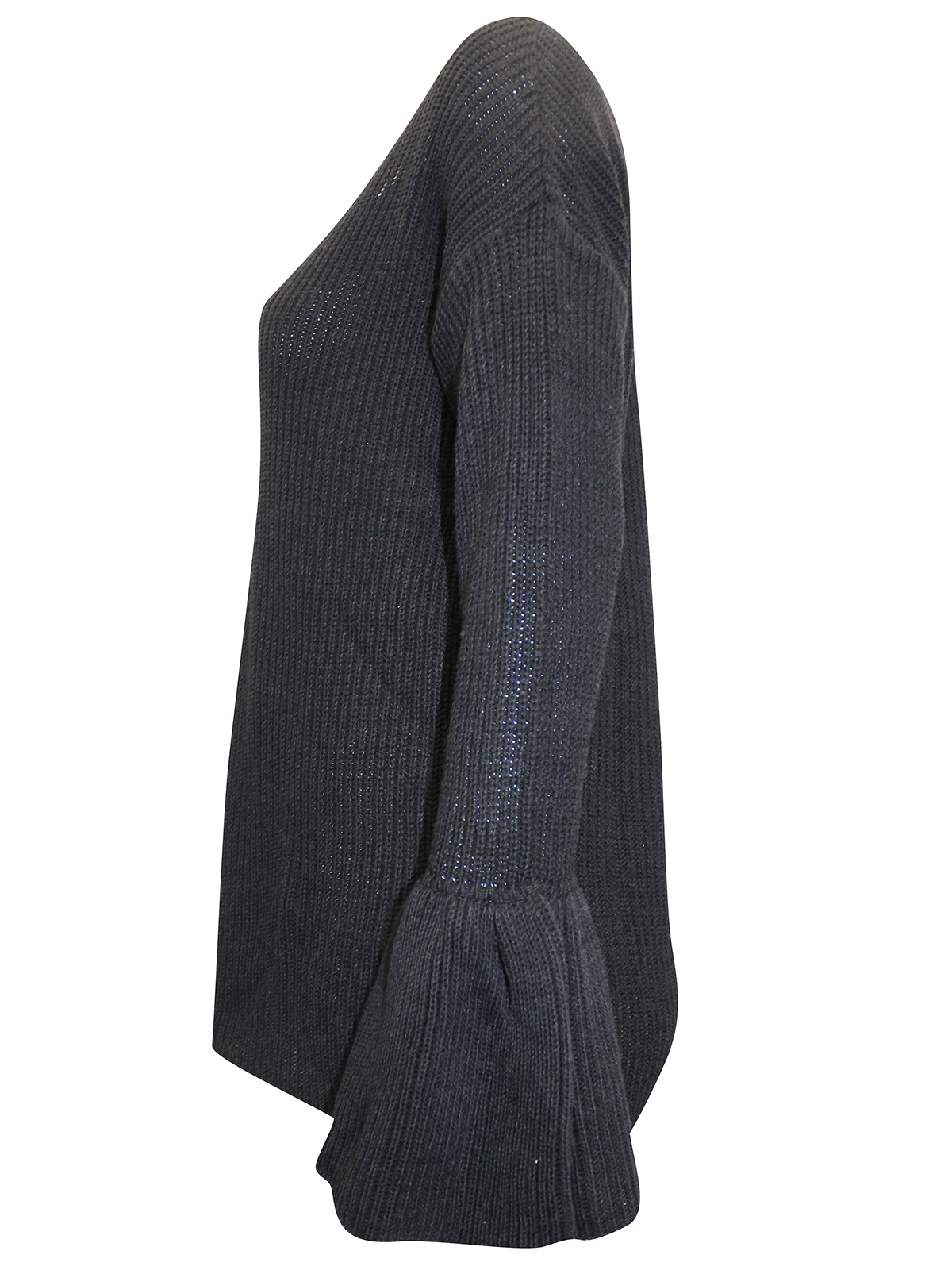 Capsule - - BLACK Tulip Cuff Knitted Jumper - Size 12/14