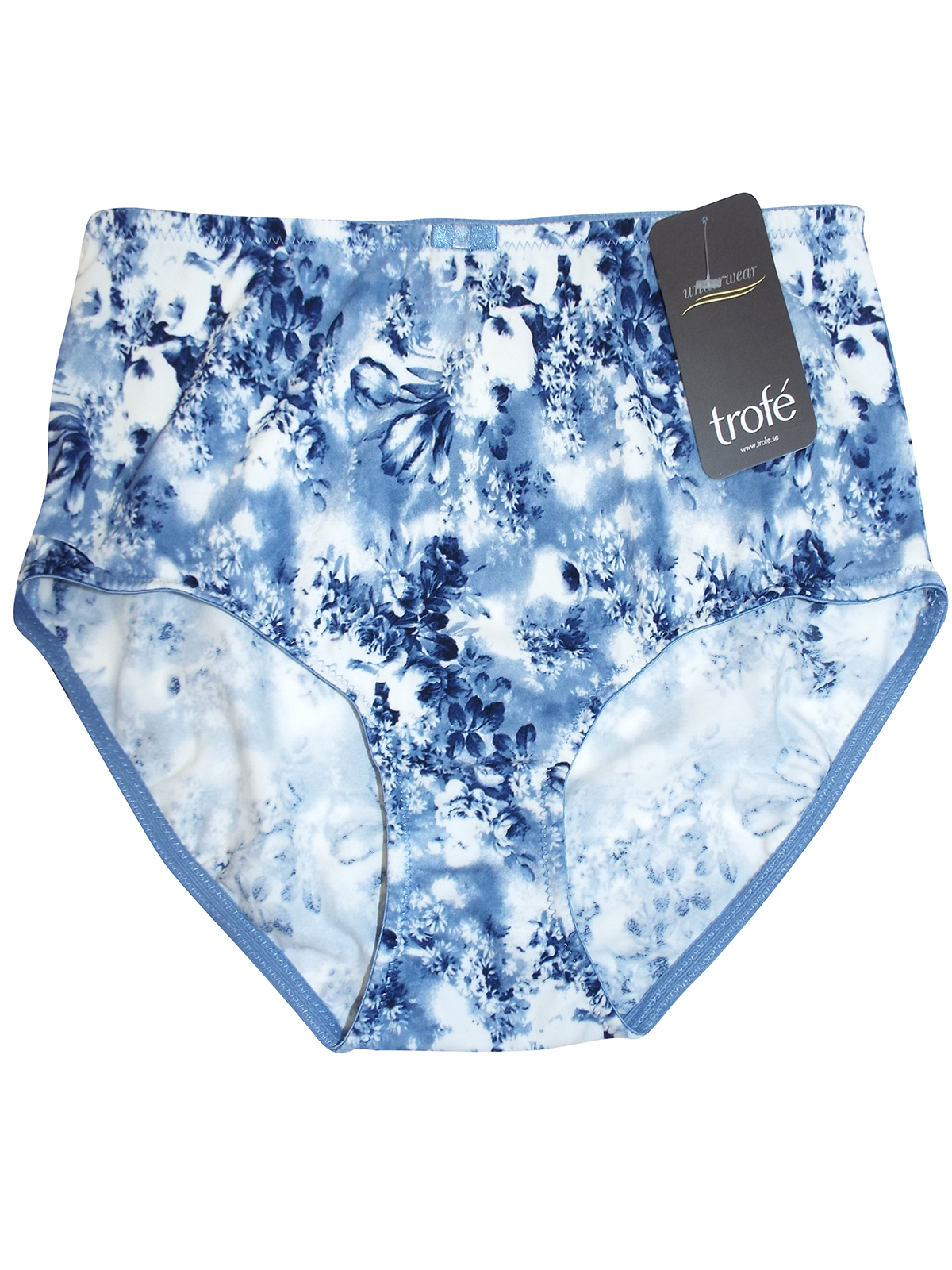 Trofe - - Trofé BLUE Floral Print Midi Knickers - Size 10 to 18 (S to XXL)