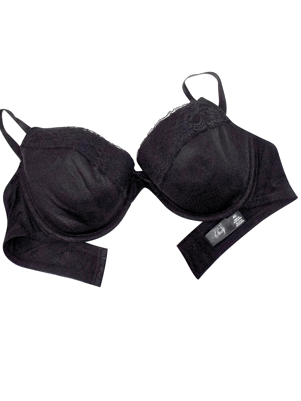 Smart & Sexy - - Smart & Sexy BLACK Lace & Satin Wired Bra - Size 42 (D ...