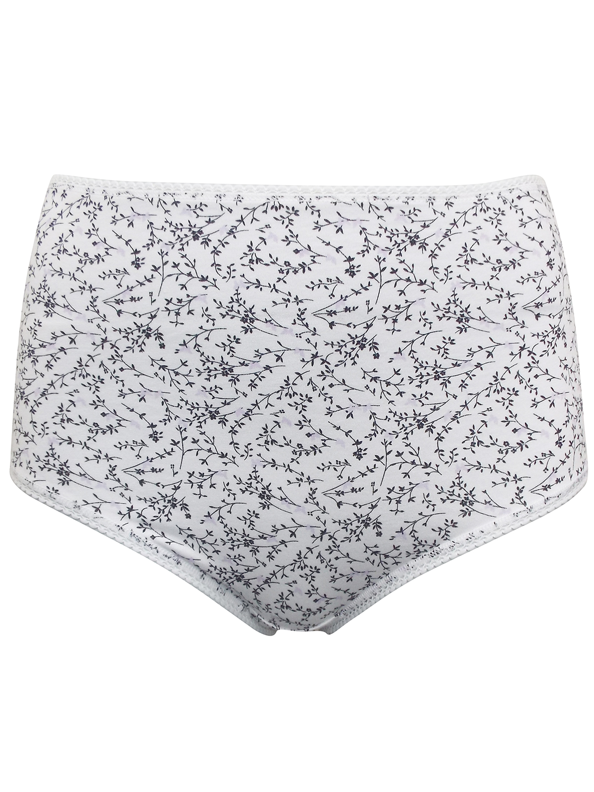 F&F - - F&F WHITE Cotton Rich Leaf Print Full Briefs - Size 12 to 16