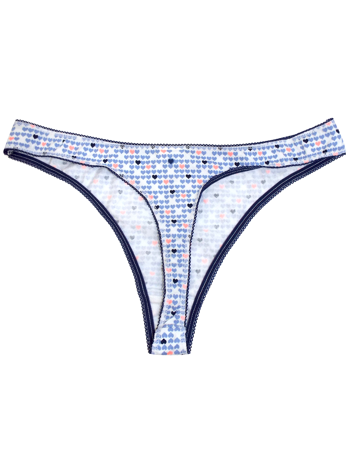 F&F - - F&F BLUE Cotton Rich Heart Print Thong - Size 6 to 12