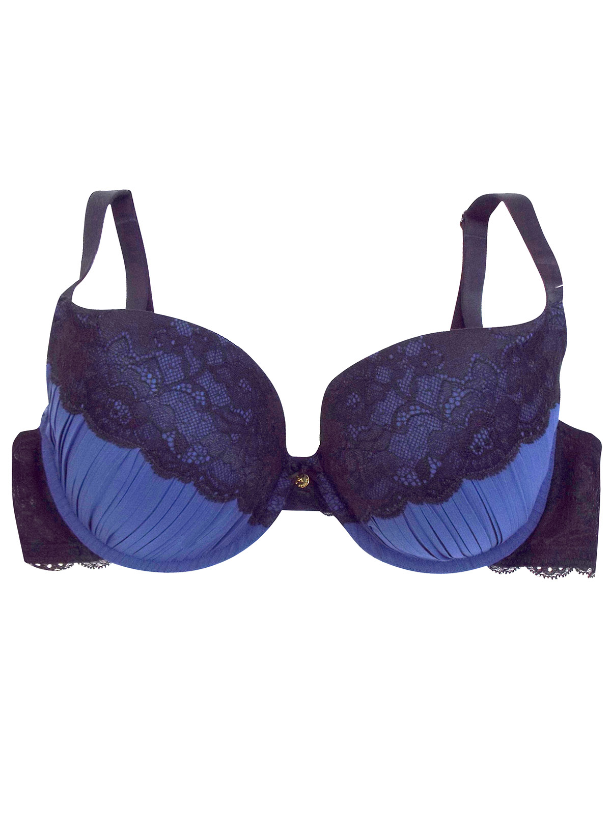 Boux Avenue - - Boux Avenue BLACK/BLUE Leah Pleat Plunge Bra - Size 32 ...