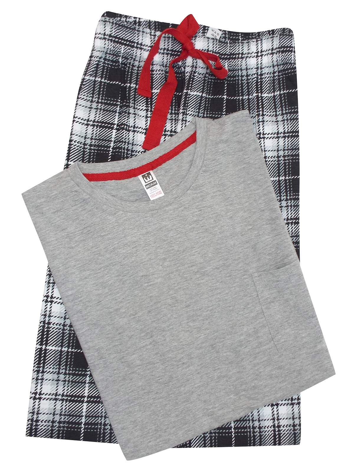 GREY Mens Cotton Checked Short Sleeve Pyjama Set - Size S to XL