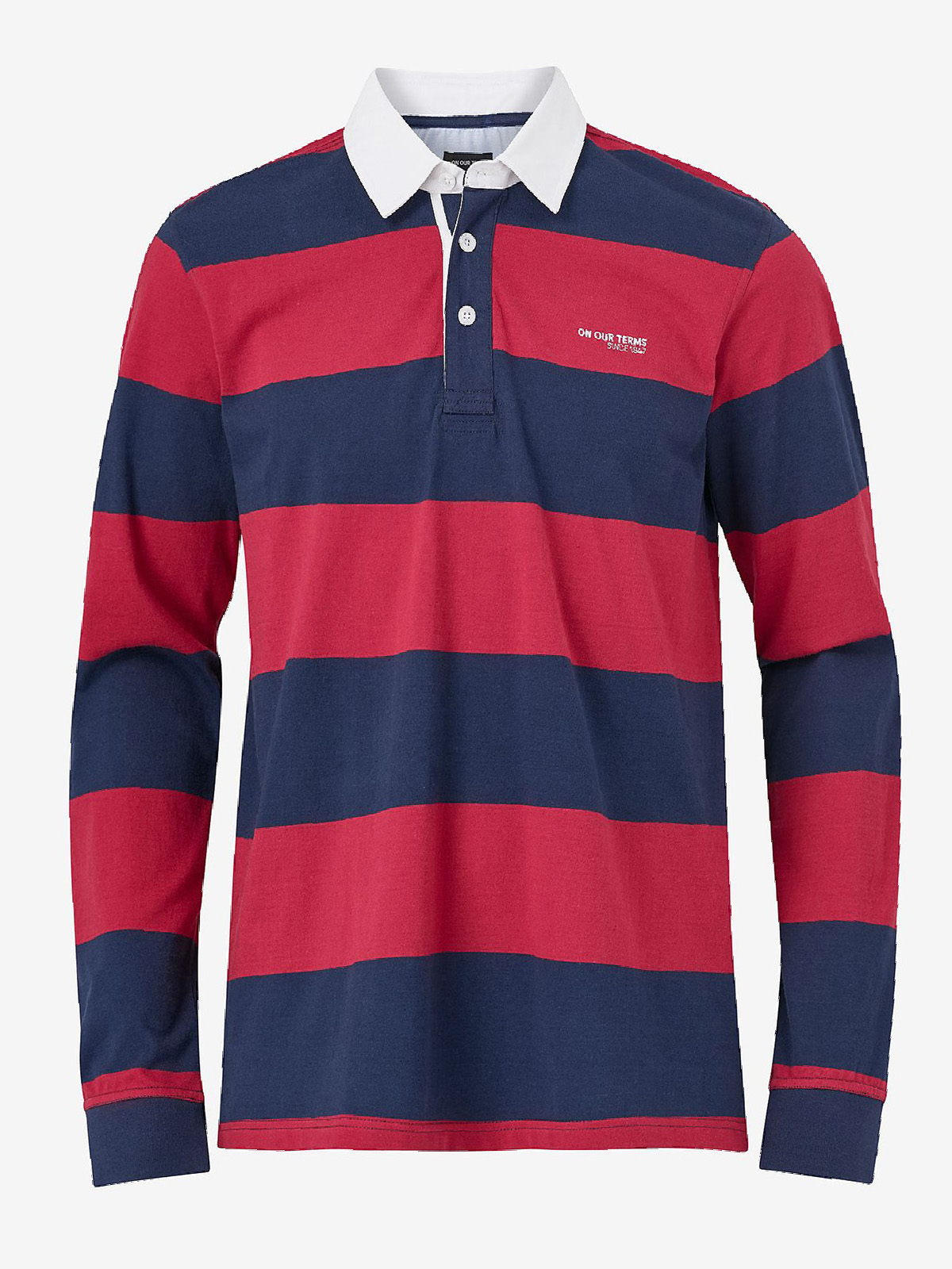On Our Terms - - On Our Terms NAVY Mens Rugger Striped Rugby Shirt ...