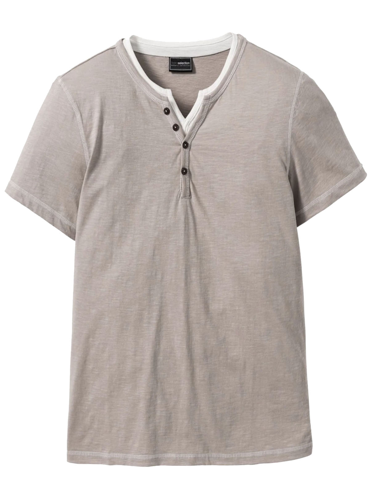 BPC - - BPC LATTE Mens Pure Cotton Mock Layer Henley T-Shirt Top - Size ...