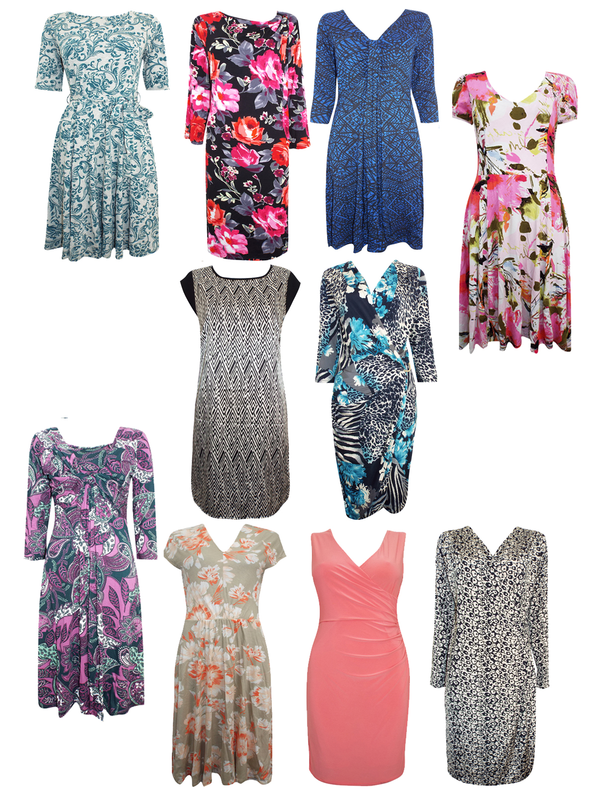 ASSORTED Pack of Printed and Plain Ladies Dresses - Size 10 to 20
