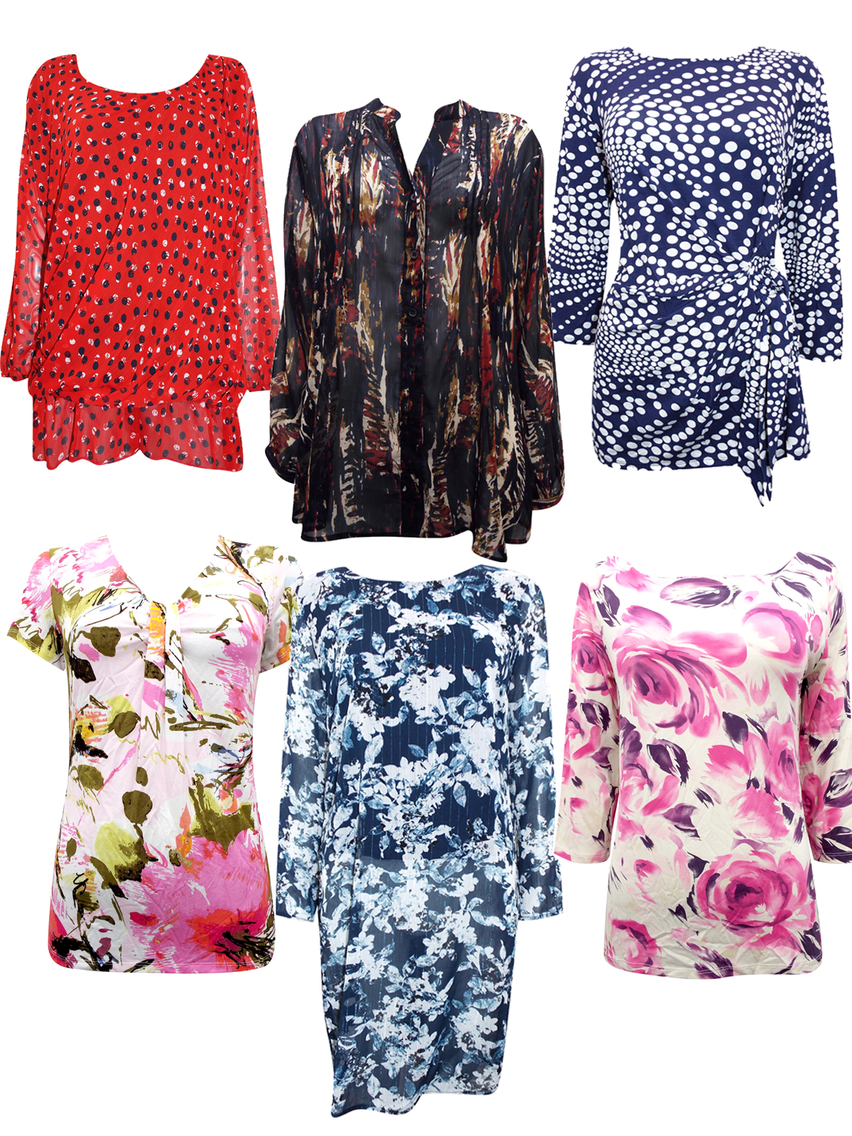 //text.. - - ASSORTED Pack of Printed Chiffon and Jersey Tunics and ...