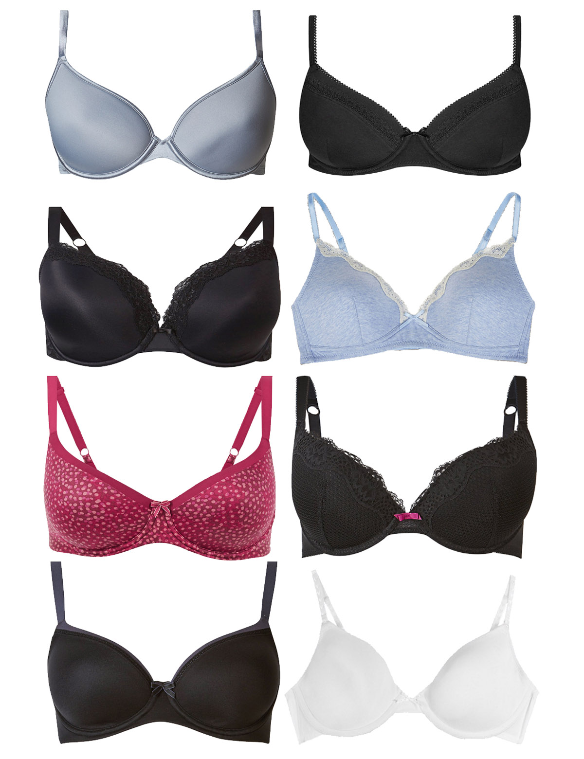 Marks And Spencer Mand5 Assorted Plain Printed And Lace Bras Size 32