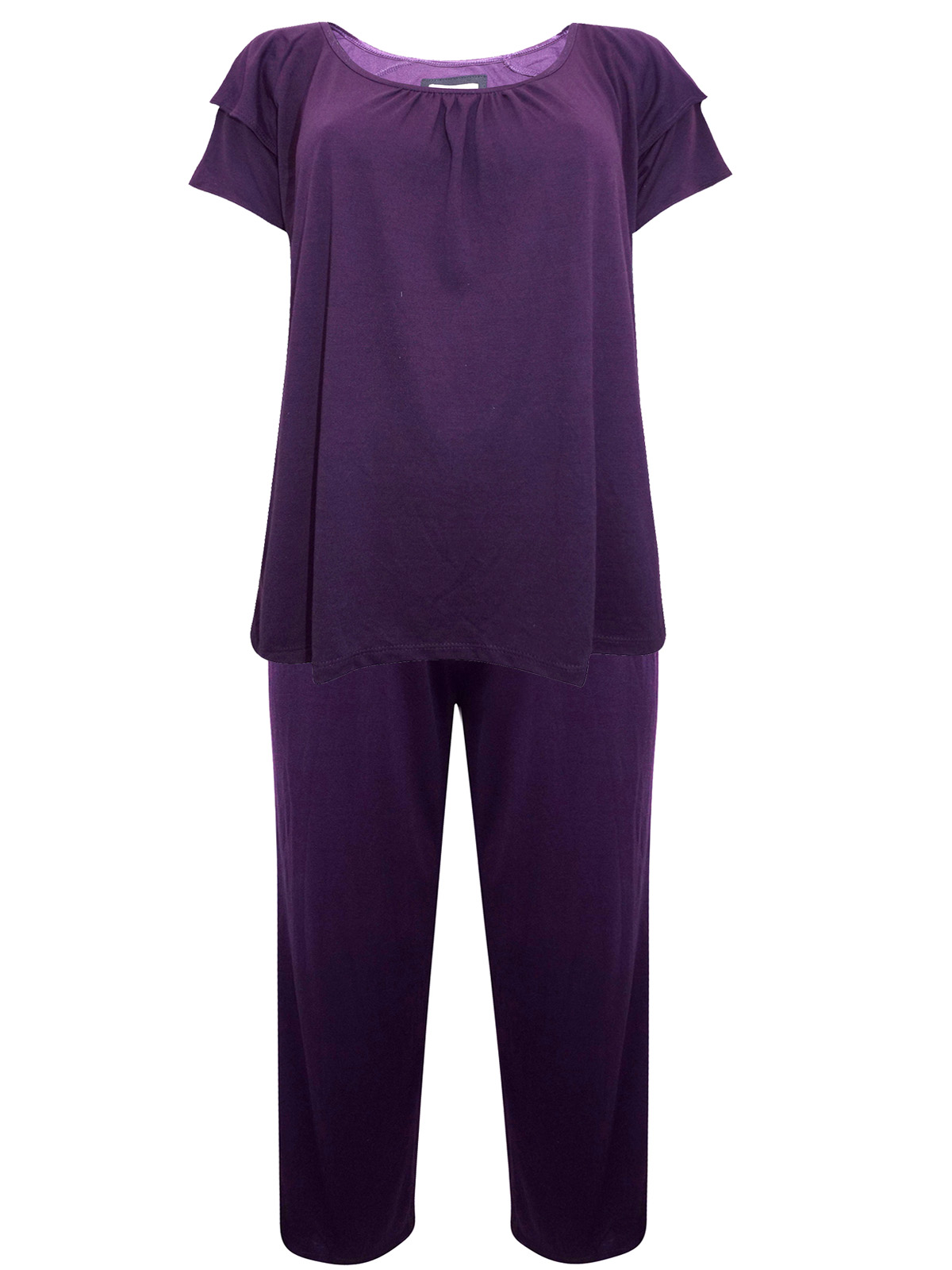 PURPLE Ruffle Sleeve Pyjama Set - Plus Size 14/16 to 30/32