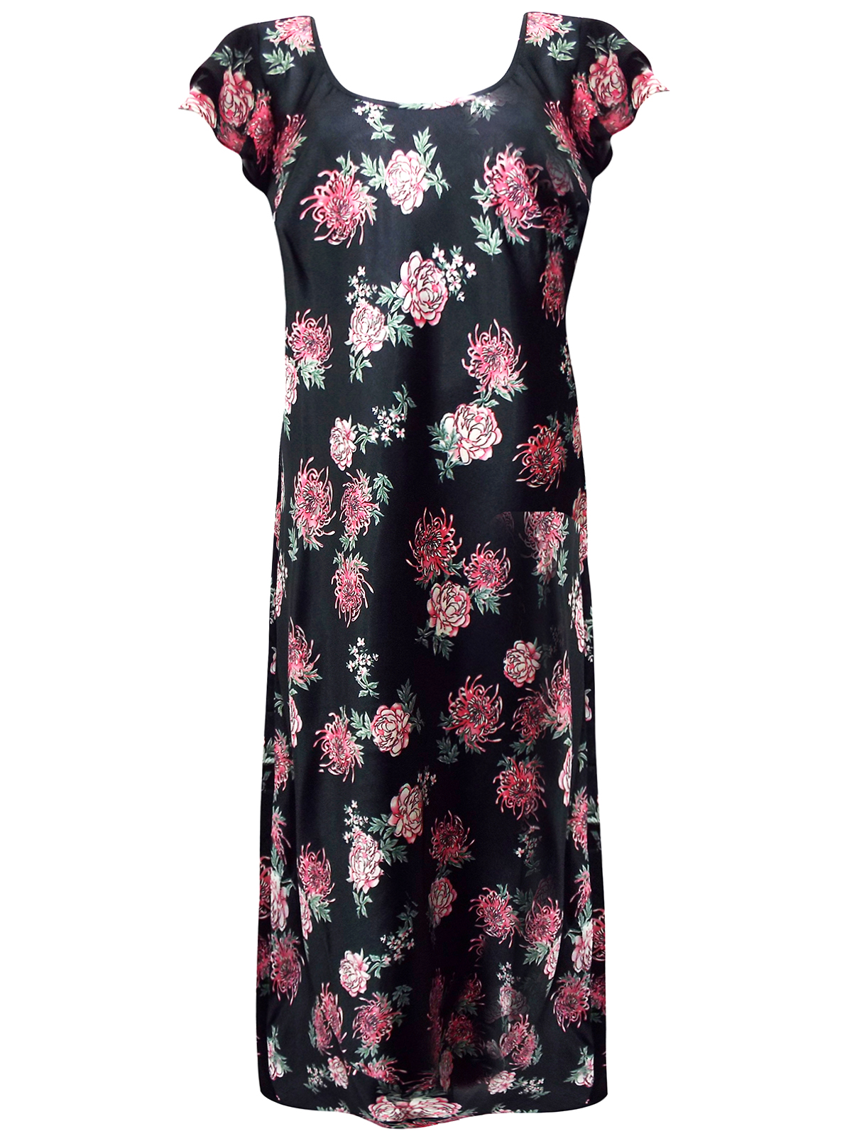 Pretty Secrets - - Pretty Secrets BLACK Floral Print Frill Satin ...