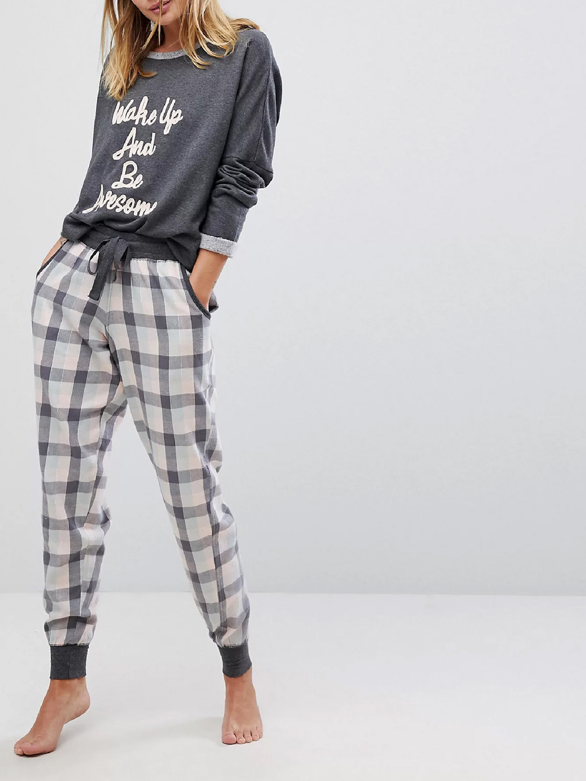 Boux Avenue - - Boux Avenue GREY Cotton Rich 'Wake Up And Be Awesome ...