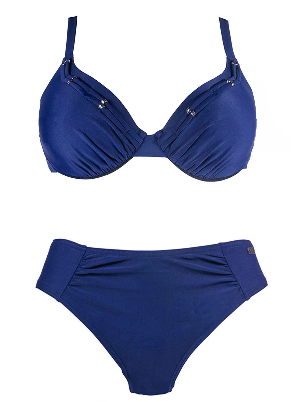 Naturana - - NAVY-BLUE Padded & Wired Bikini Set - Plus Size 16 to 18