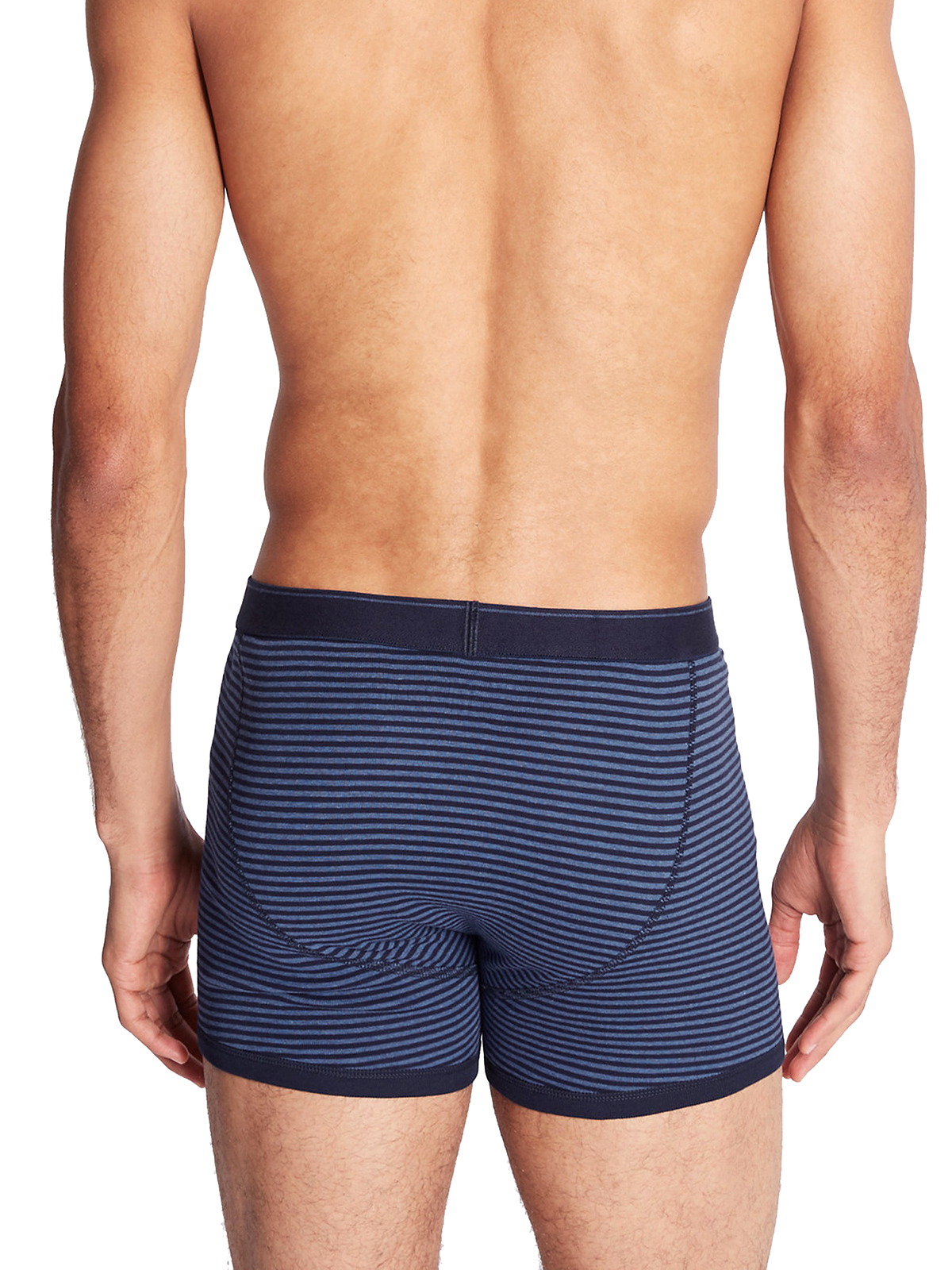 Marks and Spencer - - M&5 NAVY Pure Cotton Striped Trunks - Size XL to 2XL