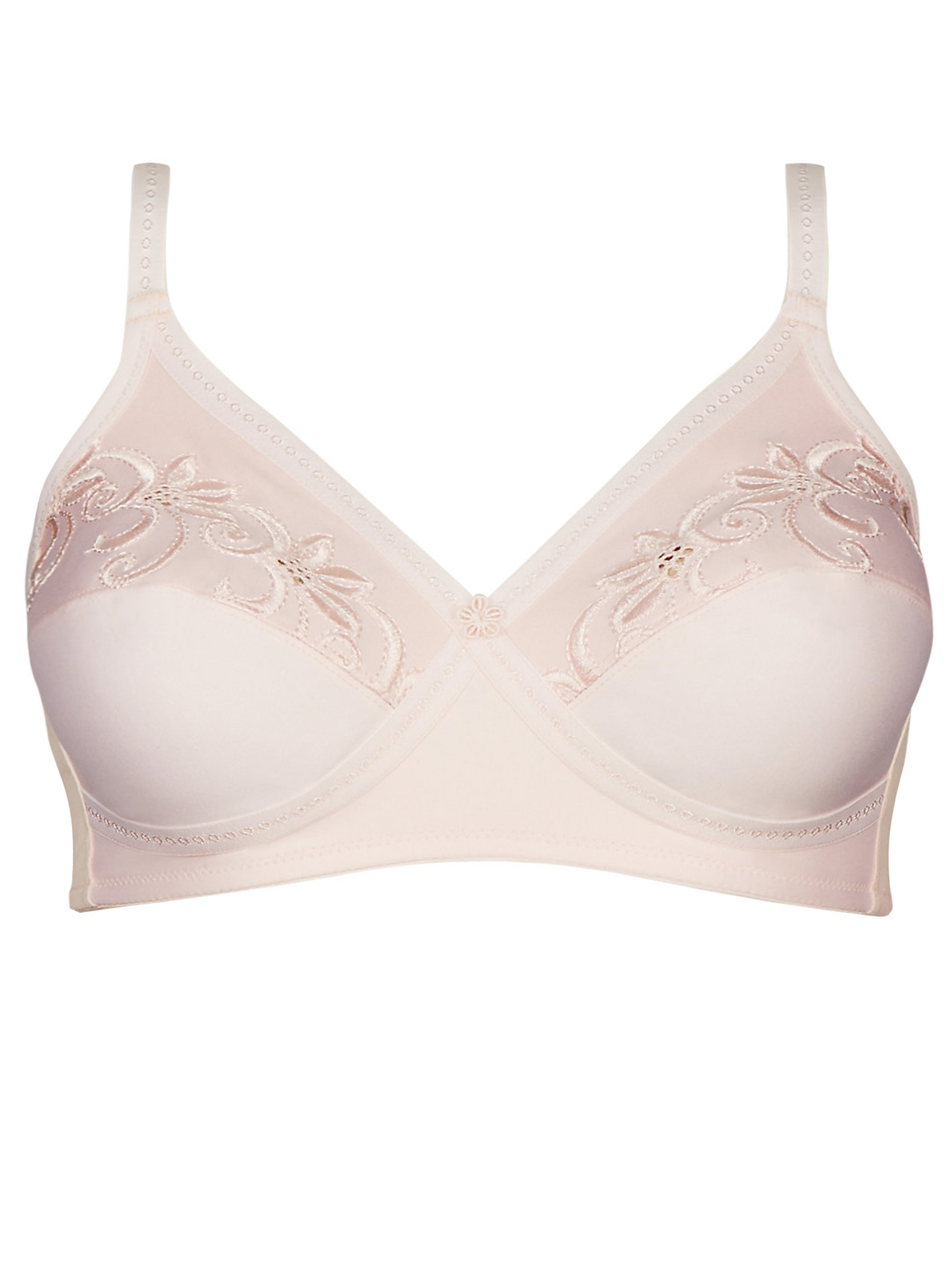 Marks And Spencer Mand5 Pale Rose Floral Embroidered Non Wired