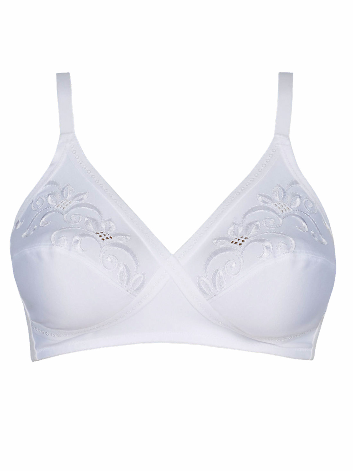 Marks And Spencer Mand5 White Floral Embroidered Non Wired Crossover