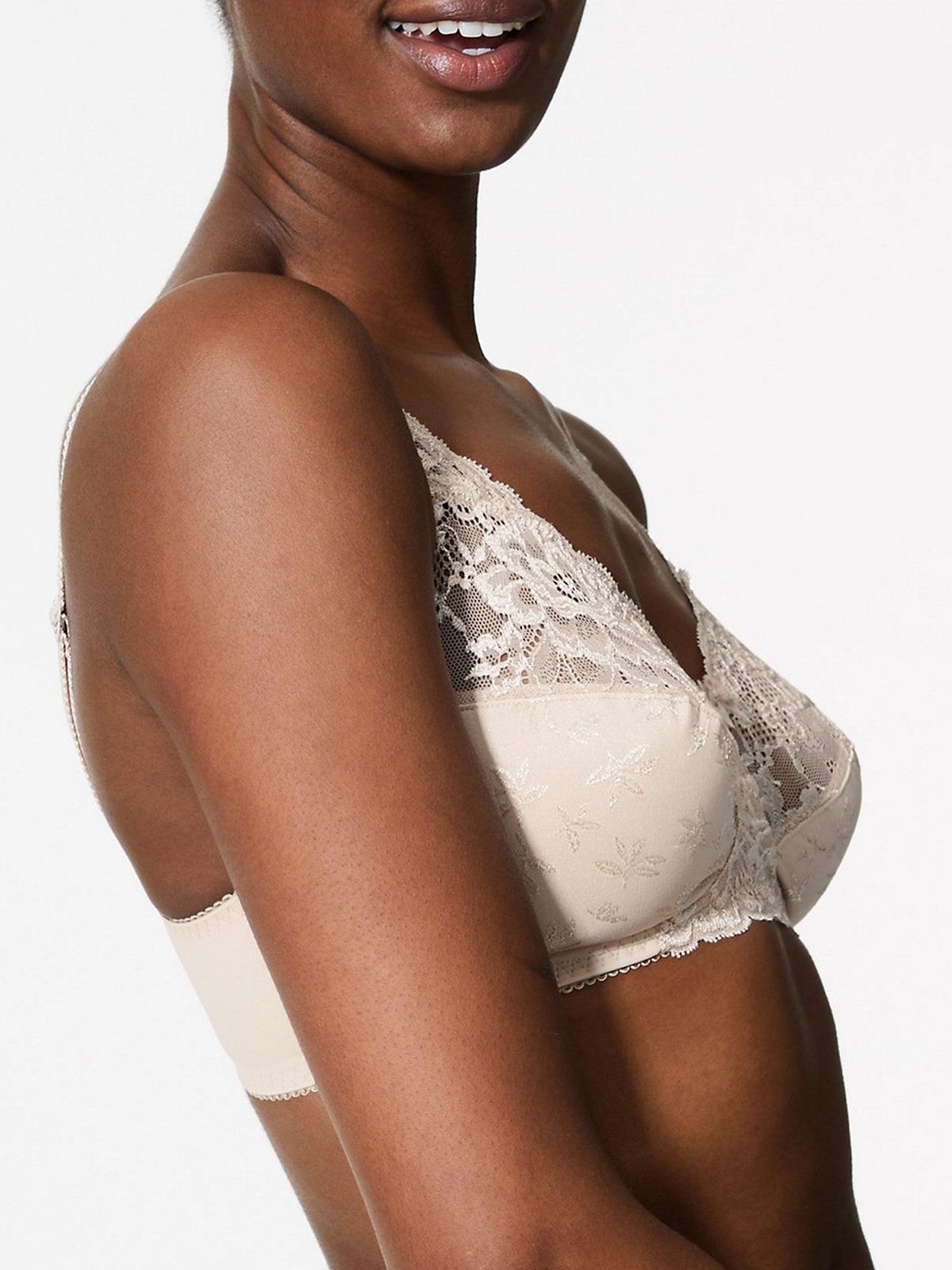 Marks And Spencer Mand5 Almond Jacquard And Lace Non Padded Full Cup