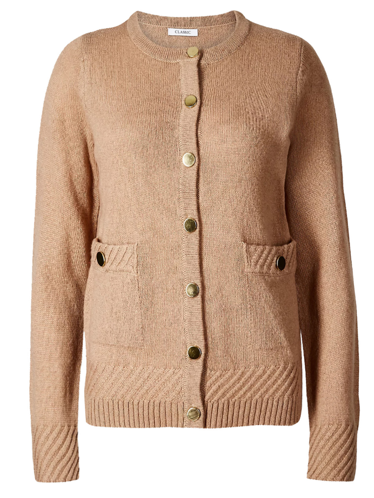 Marks and Spencer - - M&5 CARAMEL Lambswool Blend Textured Cardigan ...