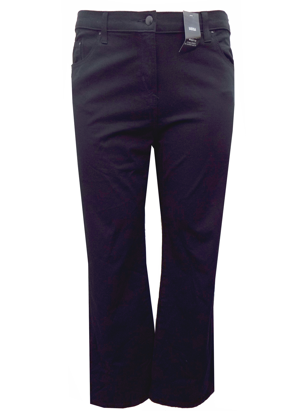 Marks and Spencer - - M&5 BLACK Straight Leg 2-Way Stretch Trousers ...