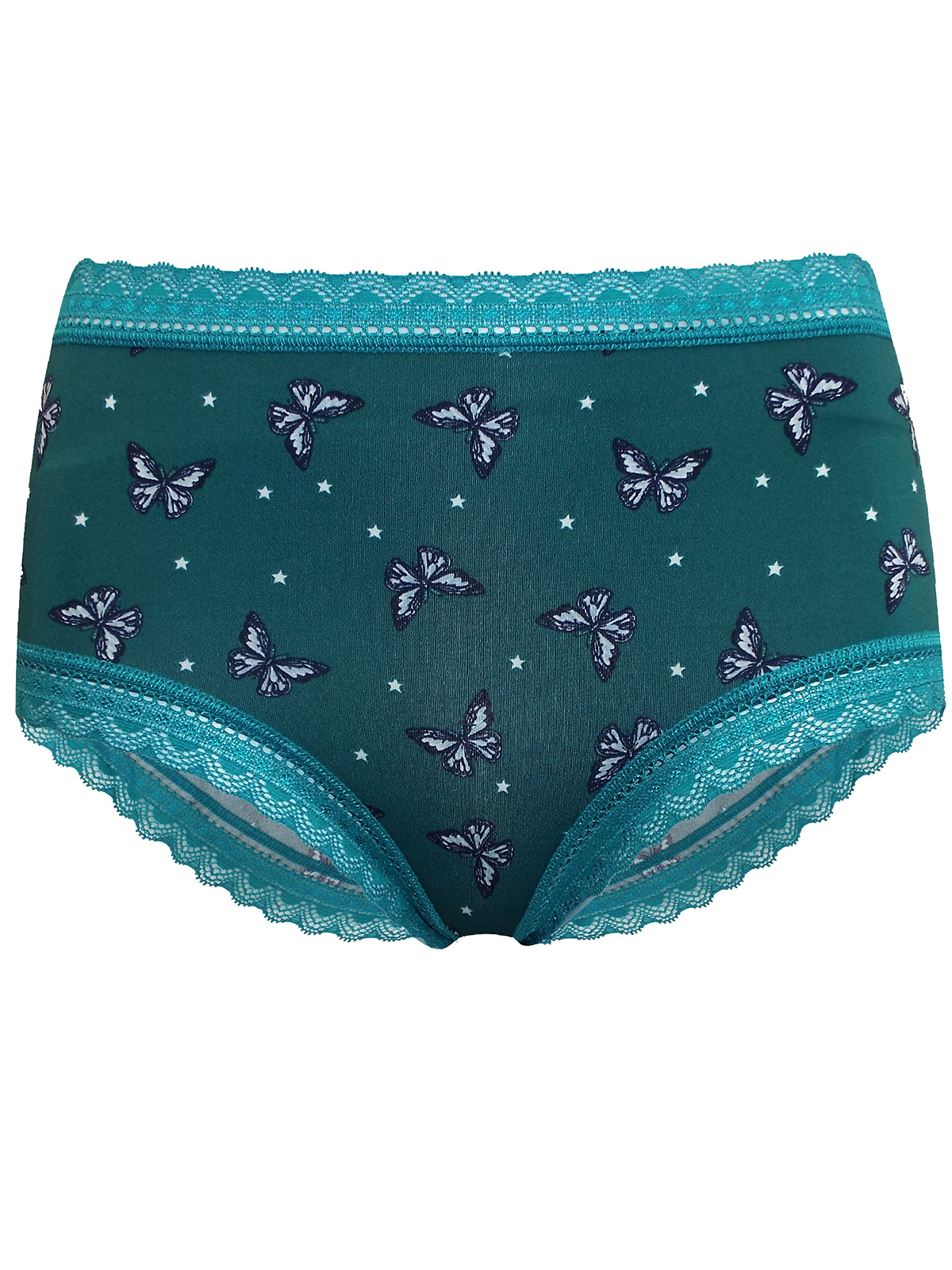 Marks and Spencer - - M&5 GREEN Butterfly Print No VPL Lace Trim Midi ...