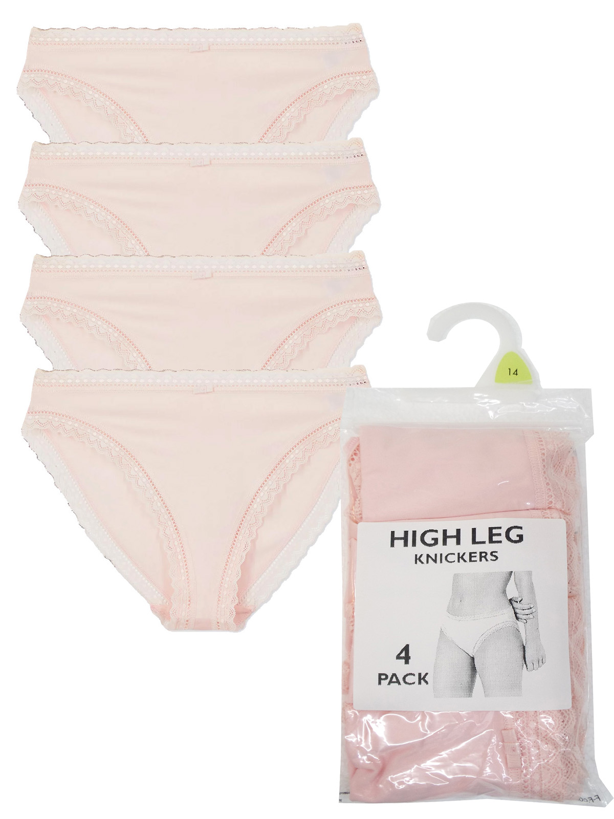 Marks and Spencer - - M&5 PINK 4-PACK Microfibre Lace Trim High Leg ...