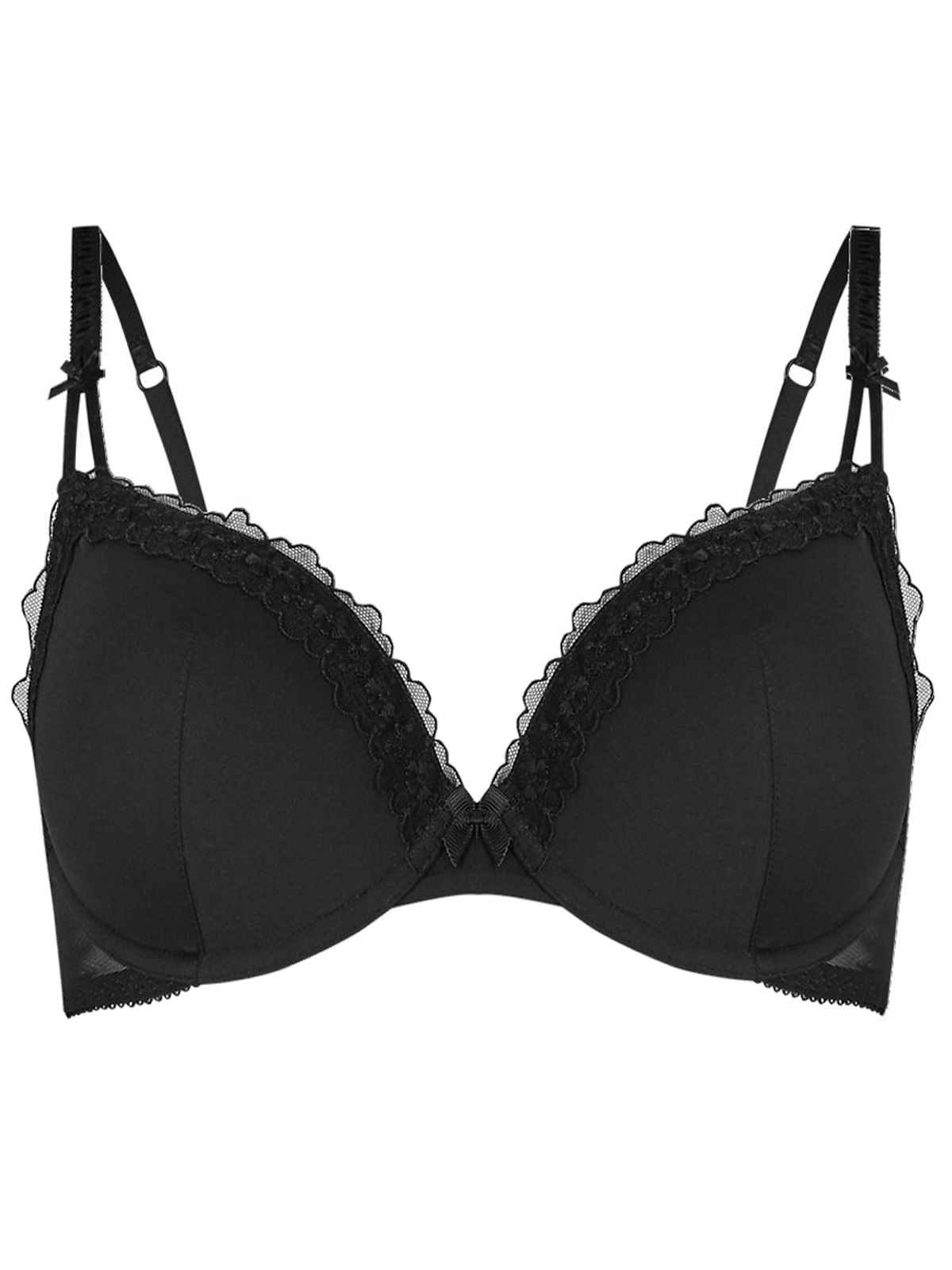 Marks and Spencer - - M&5 BLACK Ruffle Lace Padded Plunge Bra - Size 32 ...