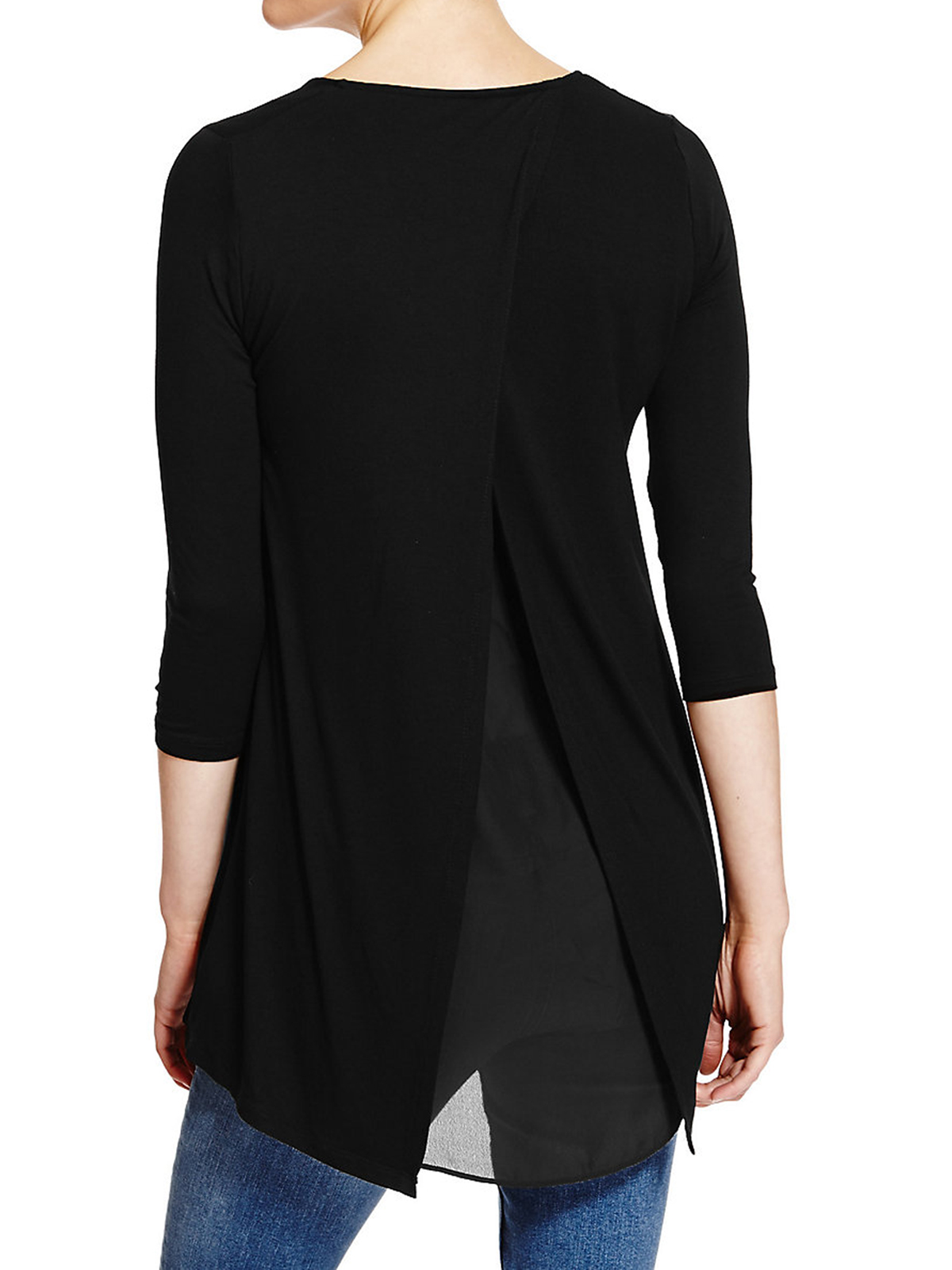 Marks and Spencer - - M&5 BLACK Split Back Oblong Hem Tunic - Plus Size ...