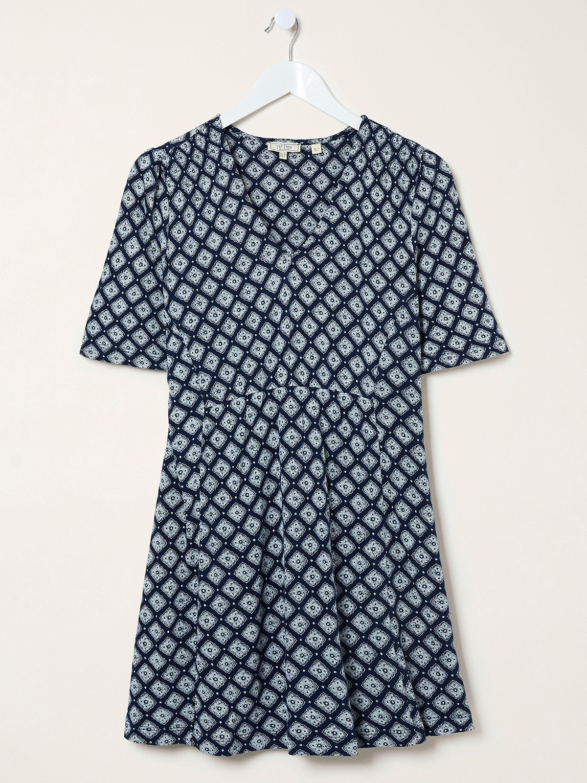 FAT FACE - - Fat Face INDIGO Marley Vintage Geo Cotton Shirred Shoulder ...