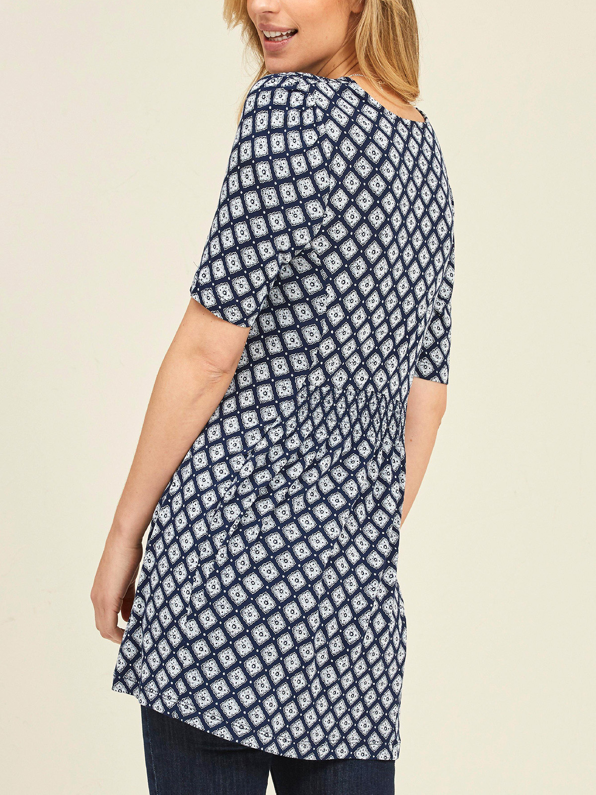 FAT FACE - - Fat Face INDIGO Marley Vintage Geo Cotton Shirred Shoulder ...