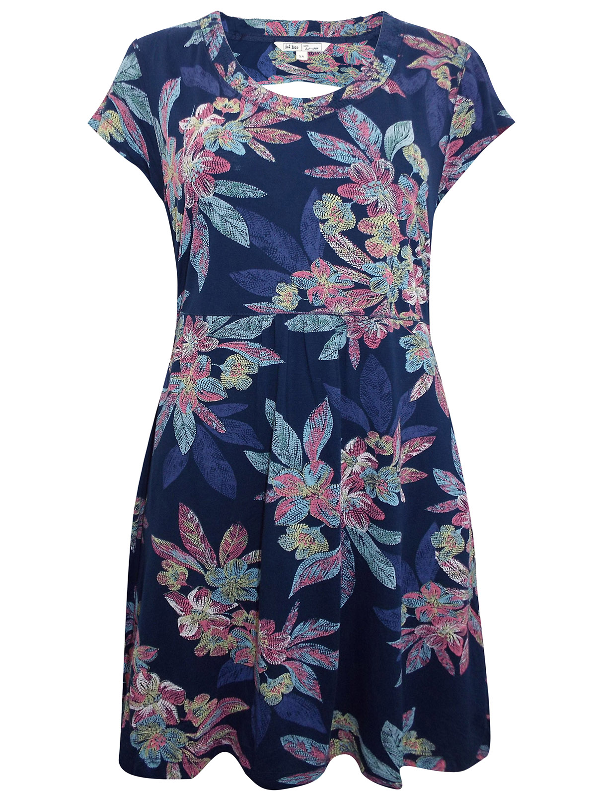 FAT FACE - - Fat Face NAVY Floral Print Cut-Out Back Tunic Top - Size ...