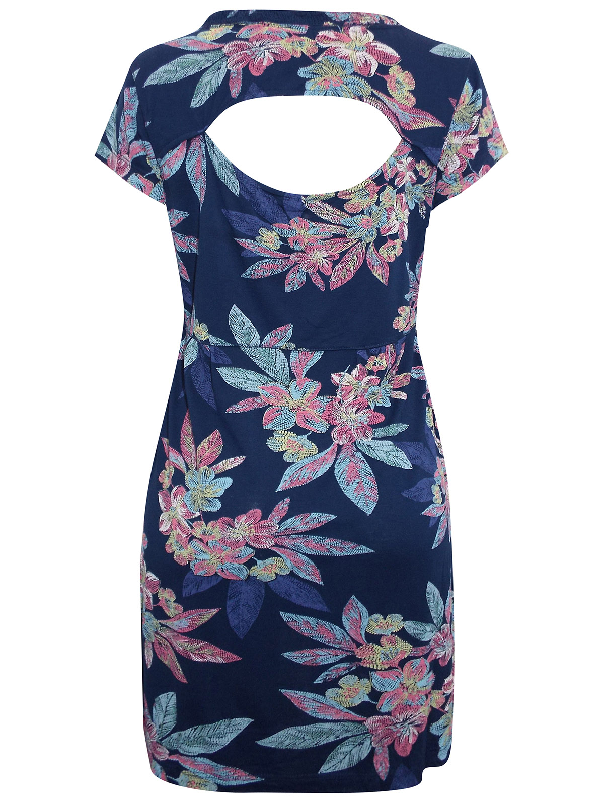 FAT FACE - - Fat Face NAVY Floral Print Cut-Out Back Tunic Top - Size ...