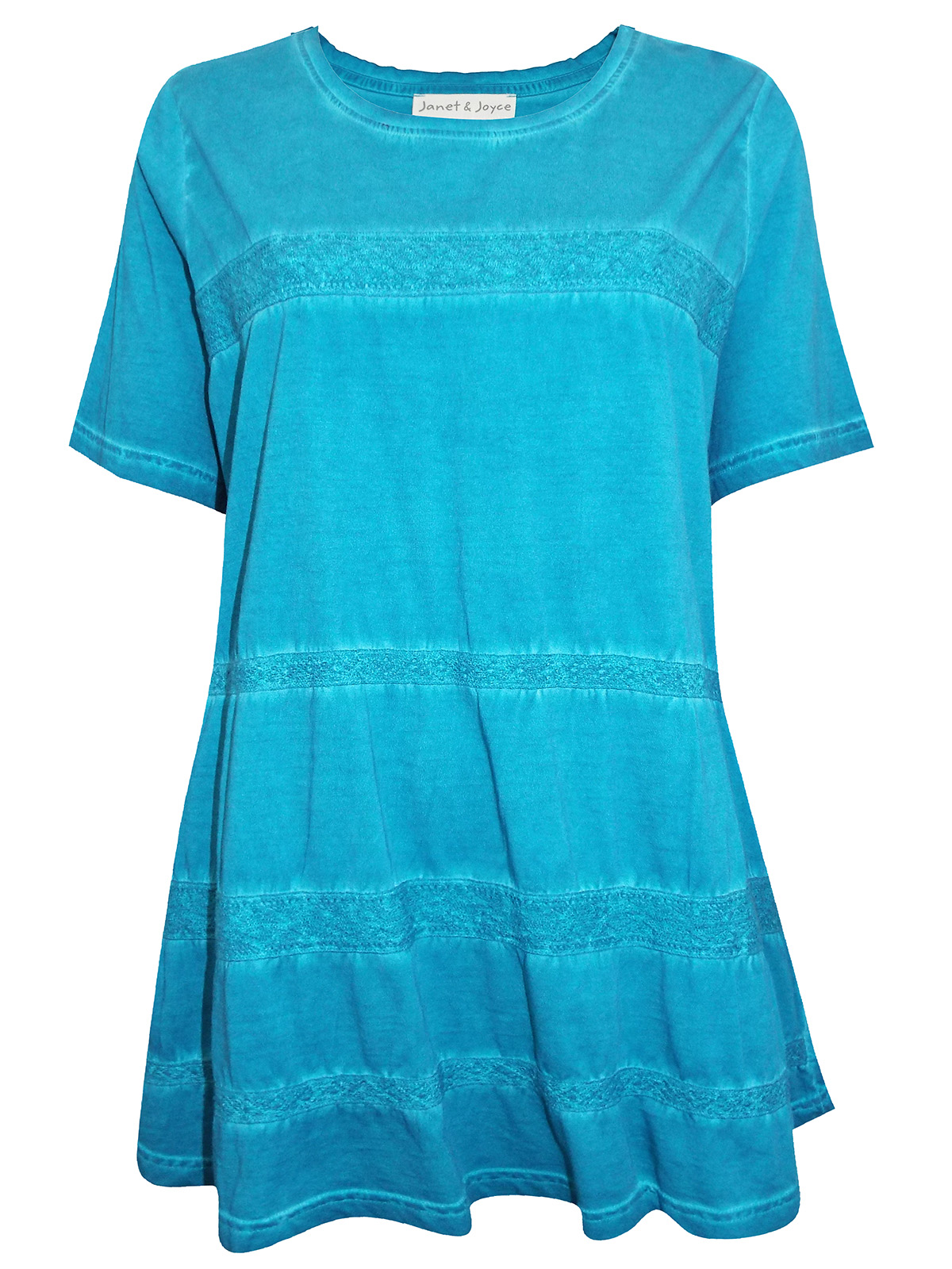 Janet & Joyce - - Janet & Joyce TURQUOISE Pure Cotton Short Sleeve ...