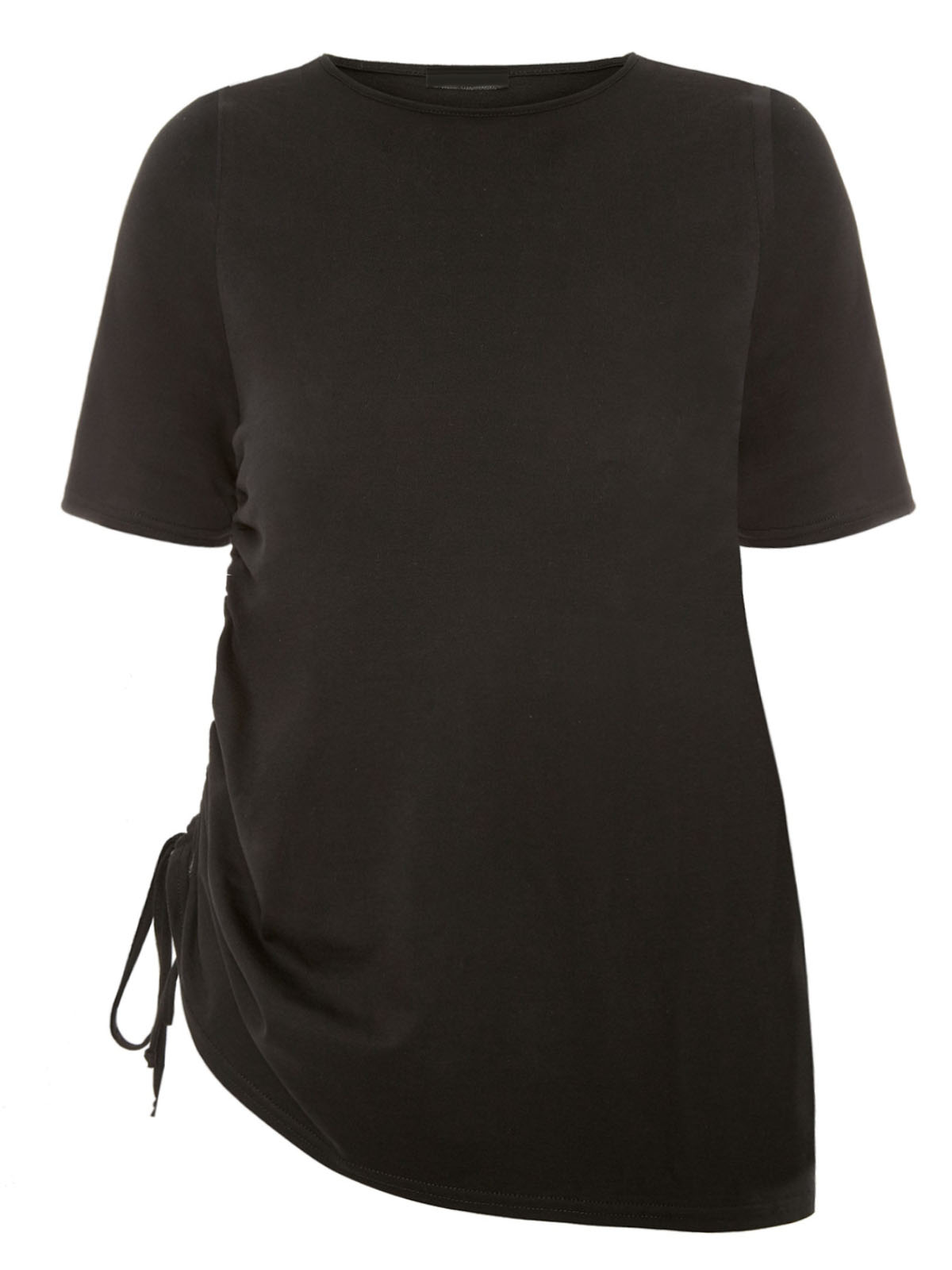CURVE - - Curve BLACK Pure Cotton Drawstring Side Top - Plus Size 16 to 28