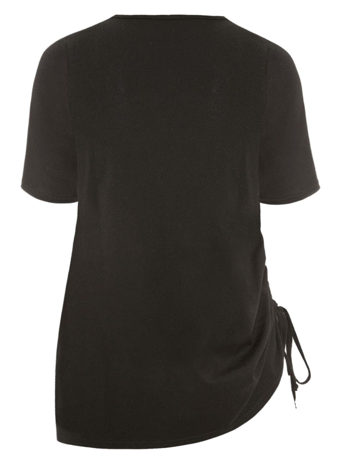 CURVE - - Curve BLACK Pure Cotton Drawstring Side Top - Plus Size 16 to 28