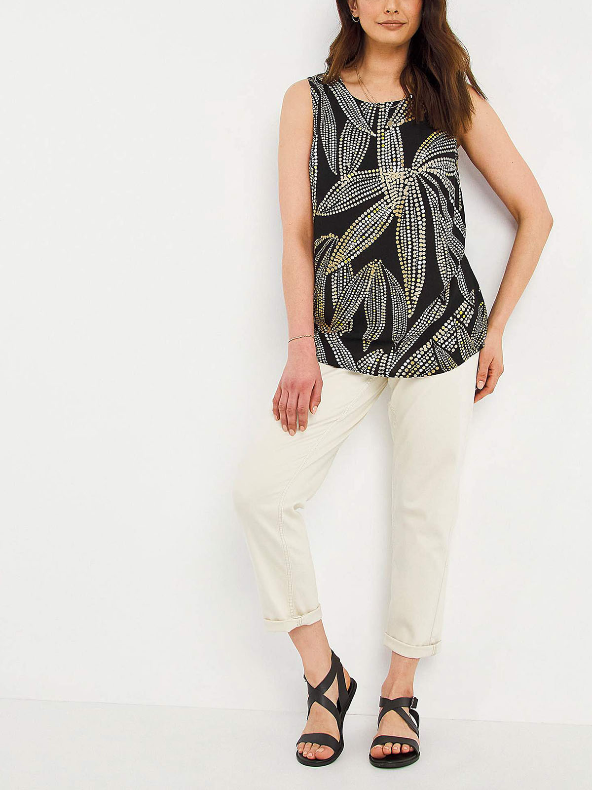 Julipa - - Julipa BLACK Crinkle Printed Shell Top - Plus Size 20 to 30